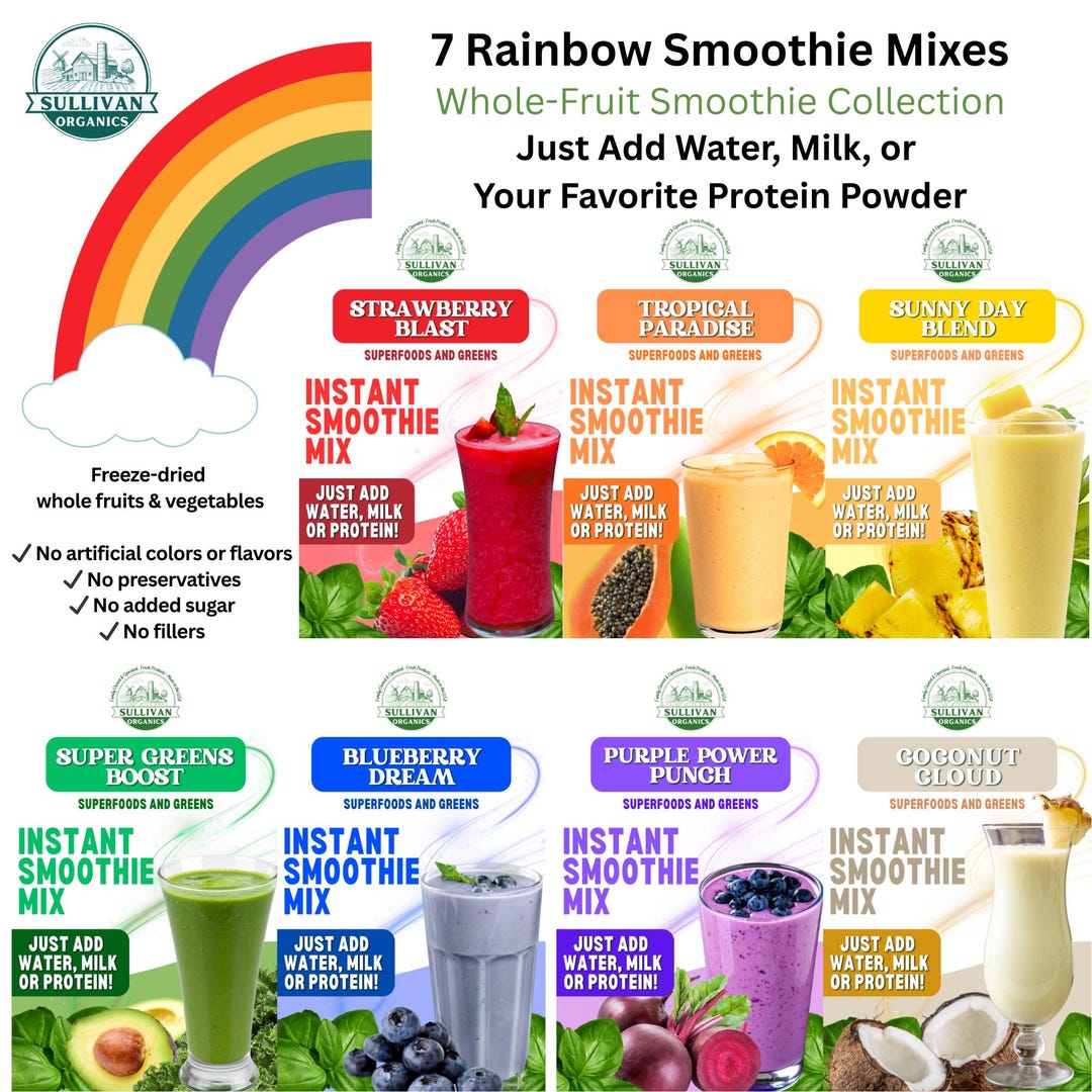 7 Rainbow Smoothies | Whole-fruit Instant Smoothie Powder | Just Add ...