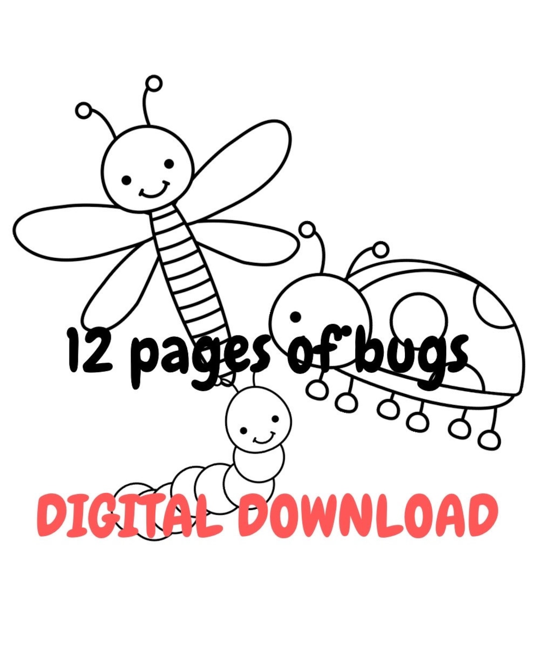 Basic Childrens Colouring Book, Digital Download, Pdf Files, Colouring ...