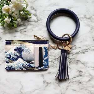 Hokusai the Great Wave Keychain Wallet With Matching Bangle Key Ring ...
