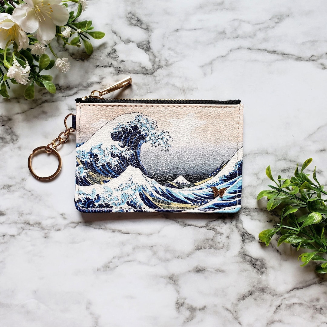 The Great Wave Keychain Wallet, RFID Protection Keychain Card Holder ...