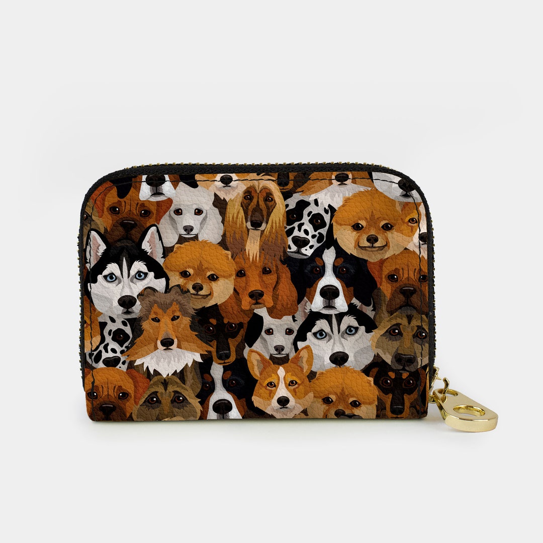 Dog Breeds Collage Zipper Wallet, RFID Protection Zip Card Holder, 11 ...