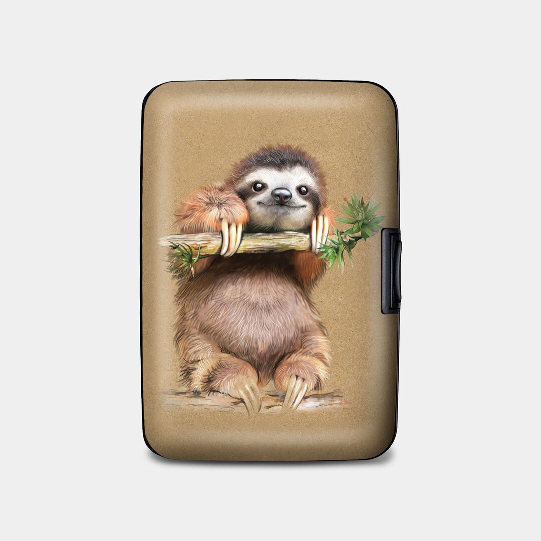 Armored RFID Cute Hanging Sloth Wallet, RFID Protection Hard Case Card ...