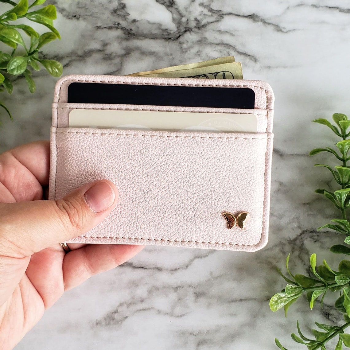 Minimalist Pastel Pink Slim Wallet RFID Protection Slim Card - Etsy