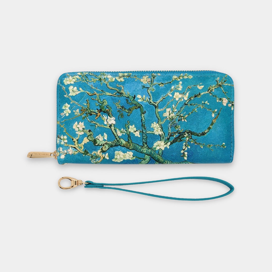 Van Gogh Almond Blossoms Wristlet Wallet, Vegan Leather Large Capacity ...