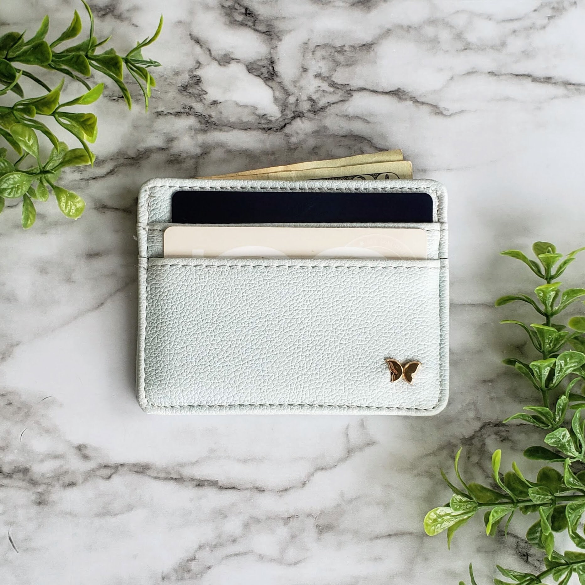 Minimalist Pastel Blue Slim Wallet RFID Protection Slim Card | Etsy