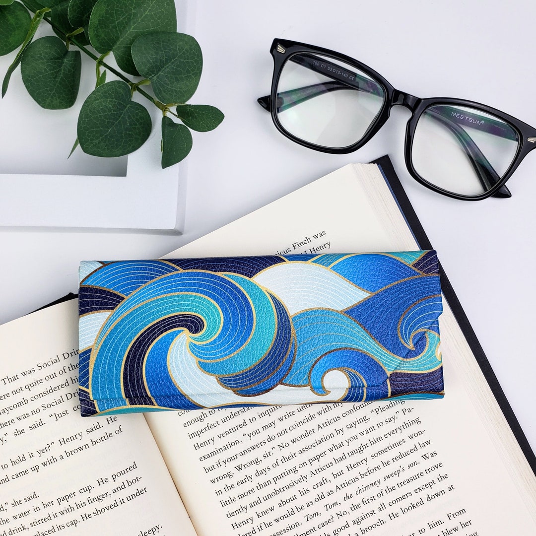 Enameled Waves Foldable Eyeglass Case, Easy Fold Sunglasses Holder ...