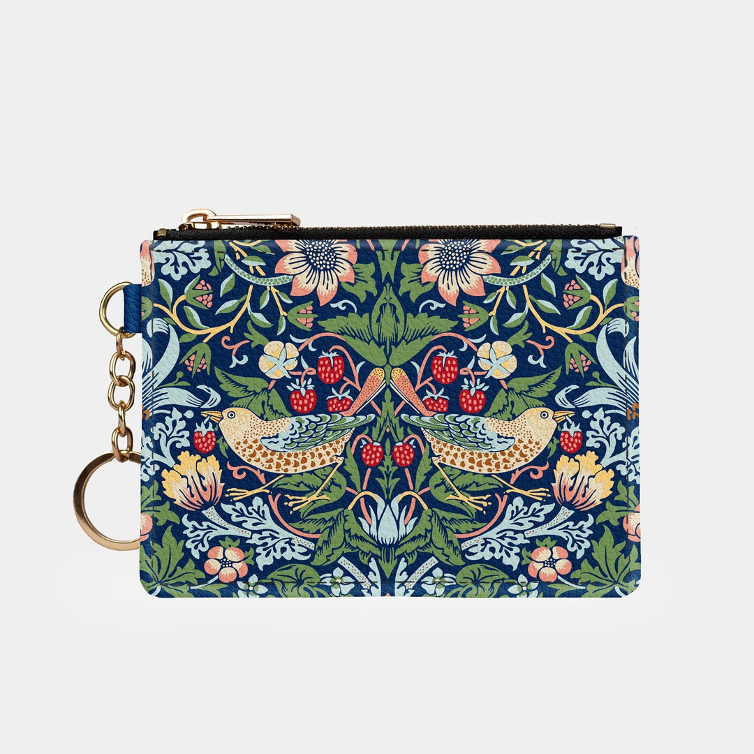 William Morris Strawberry Thief Keychain Wallet: RFID Protection Vegan ...