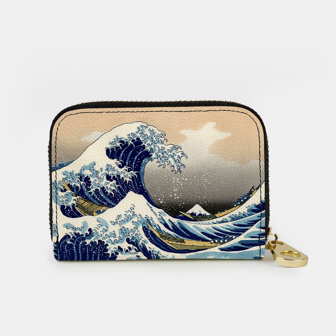 Hokusai the Great Wave Zipper Wallet, RFID Protection Zip Card Holder ...