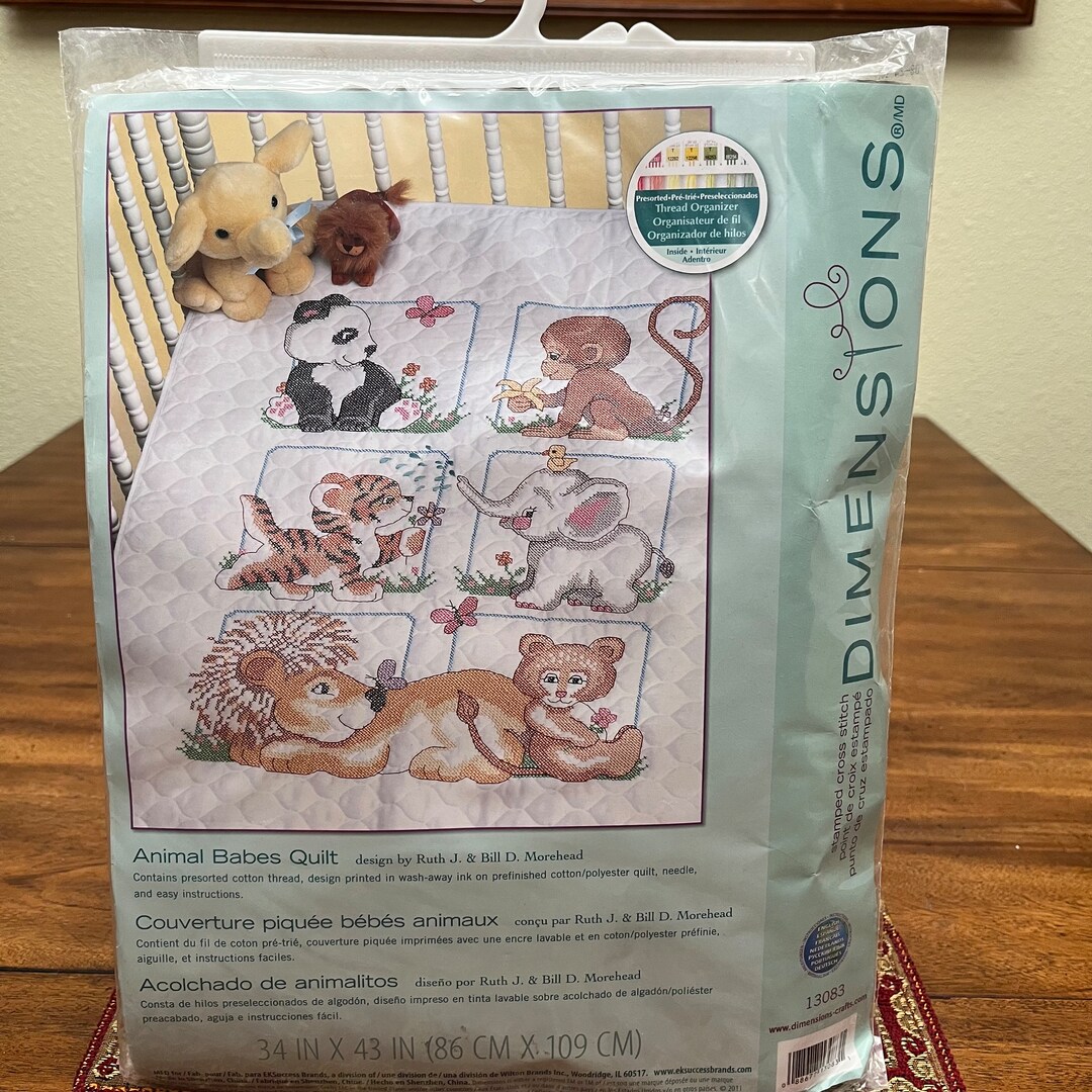 Dimensions Animal Babes Quilt Stamped Cross Stitch Kit - Etsy
