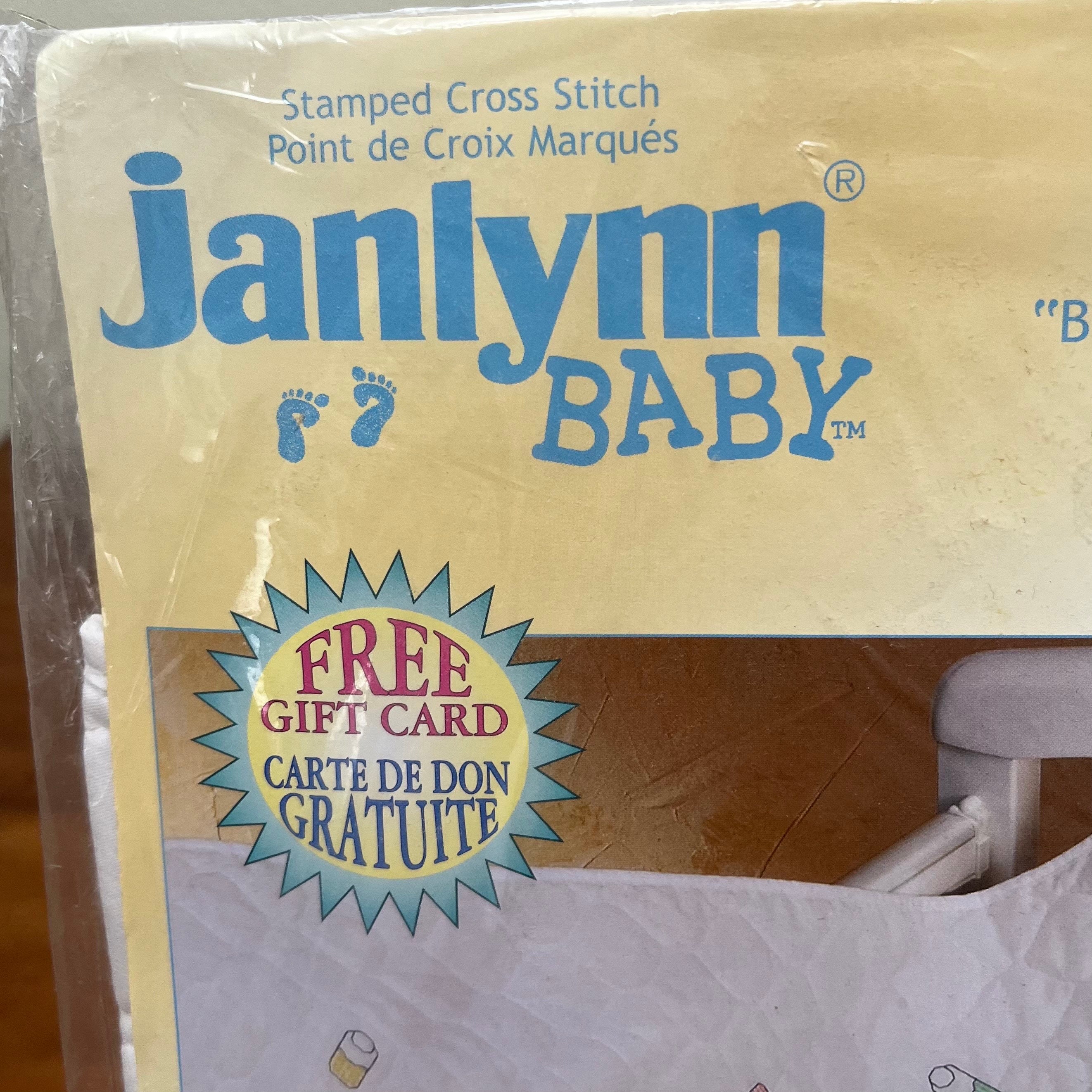 Janlynn B is for Baby Bear Crib Cover Baby Quilt Stamped Cross Stitch ...