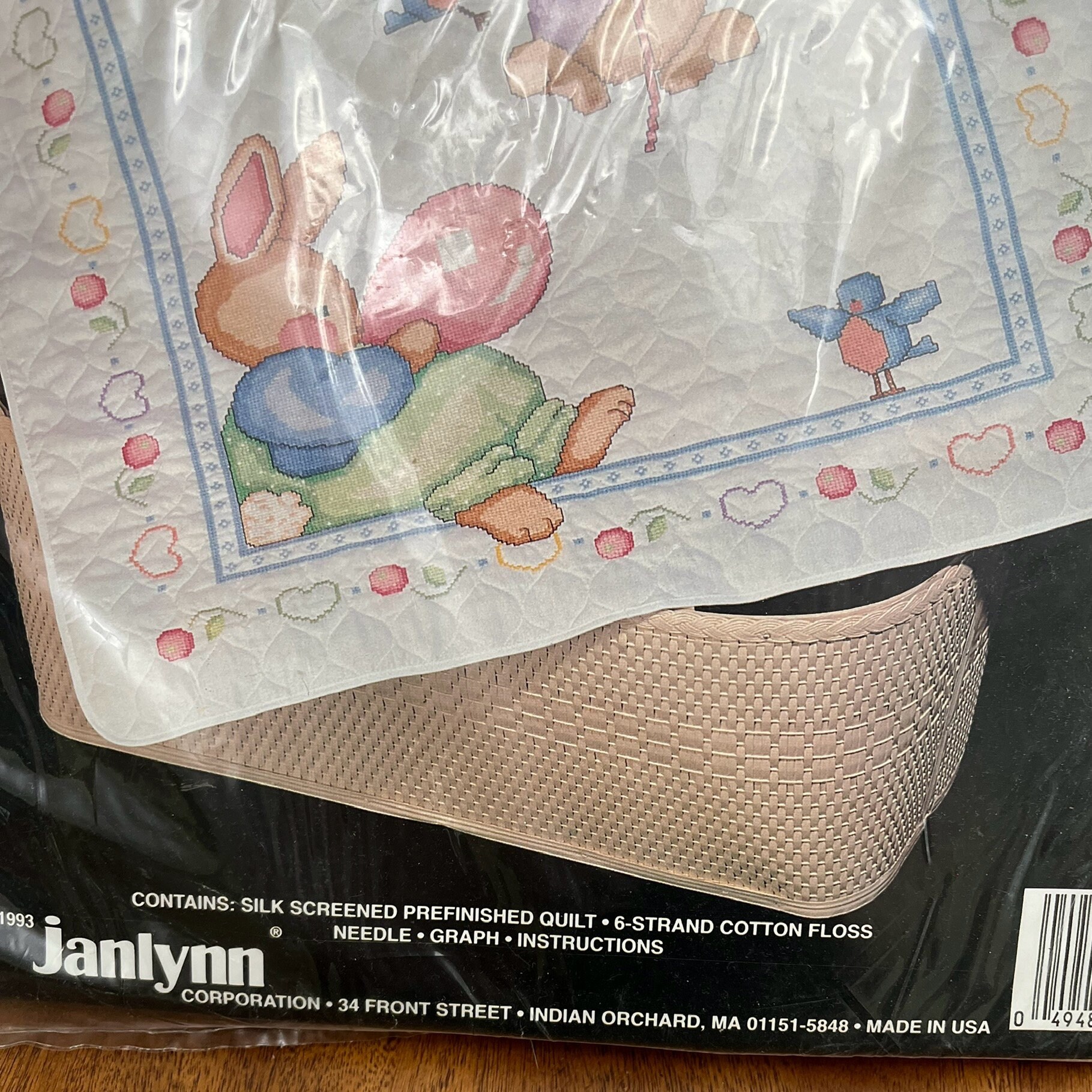 Janlynn Fly Away Bunny Crib Cover Baby Quilt Stamped Cross Stitch Kit ...