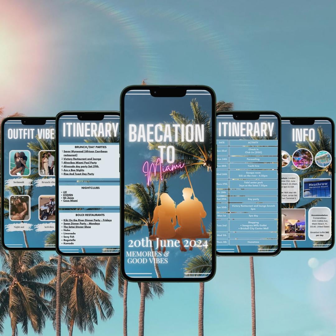 Digital Baecation Itinerary Invitation, Animated Birthday Weekend ...