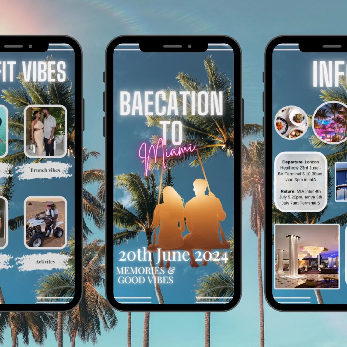 Animated Baecation Itinerary: Birthday Weekend Trip Planner (digital ...
