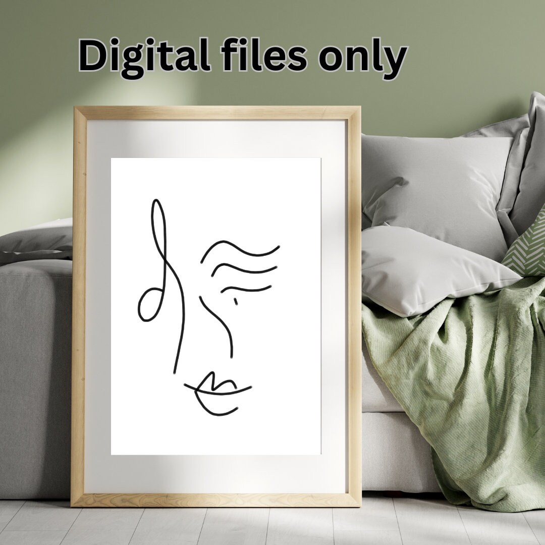 Face Line Art, Abstract Line Art, DIGITAL DOWNLOAD ONLY, Wall Art ...