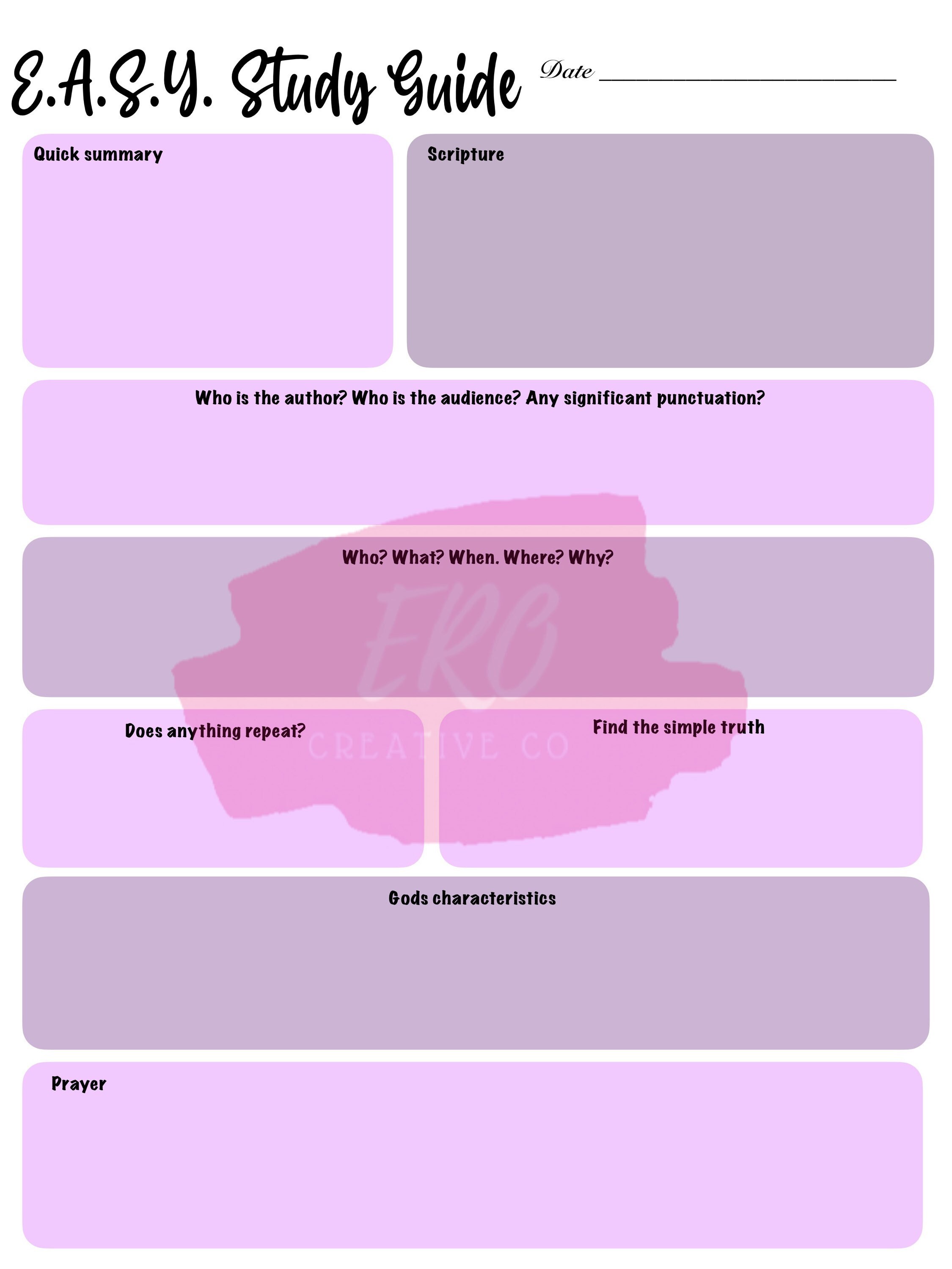 E.A.S.Y. Bible Study Template - Etsy