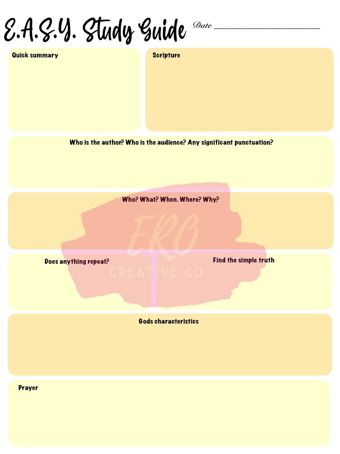 E.A.S.Y. Bible Study Template - Etsy