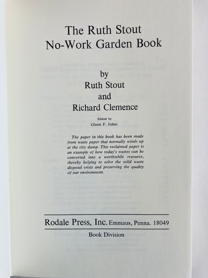 The Ruth Stout No Work Gardening Book / Vintage 1970’s Book / Rodale ...