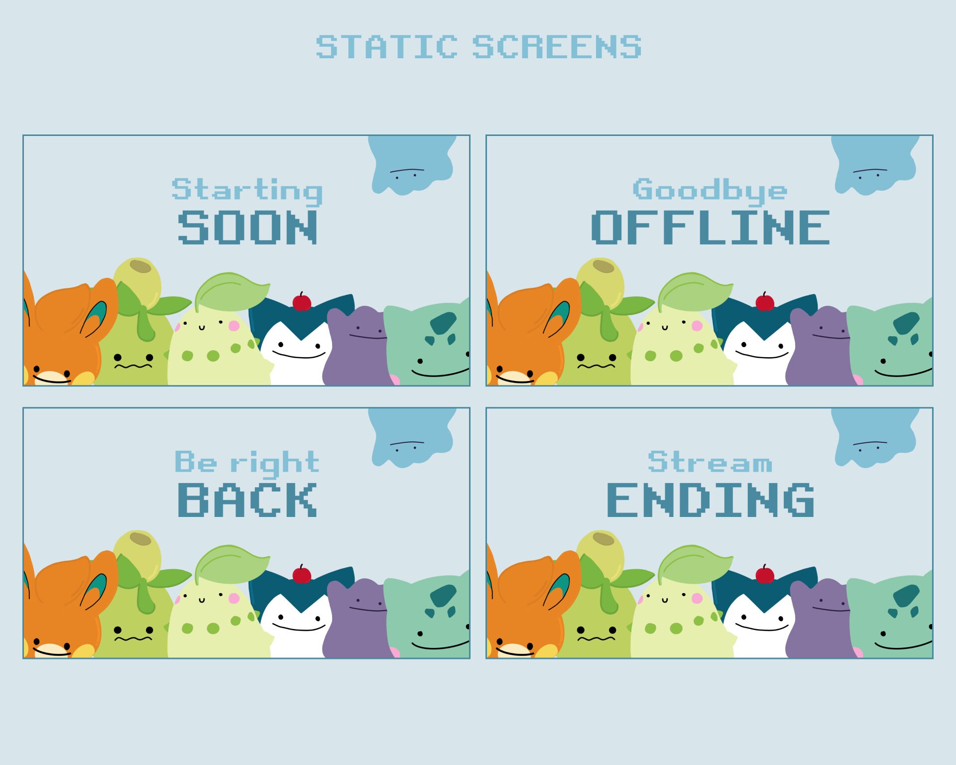 Pokémon Animated Stream Overlay Screens Package | Clean White Blue ...