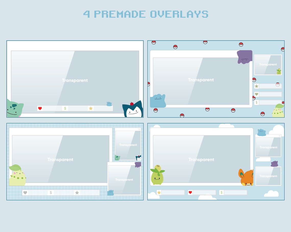 Pokémon Animated Stream Overlay Screens Package | Clean White Blue ...