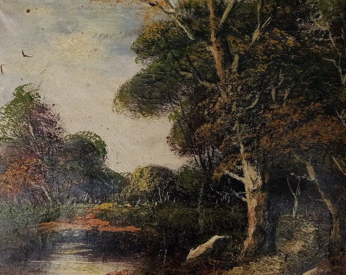A Splendid Antique French Oil on Canvas, an Exquisite French Barbizon ...