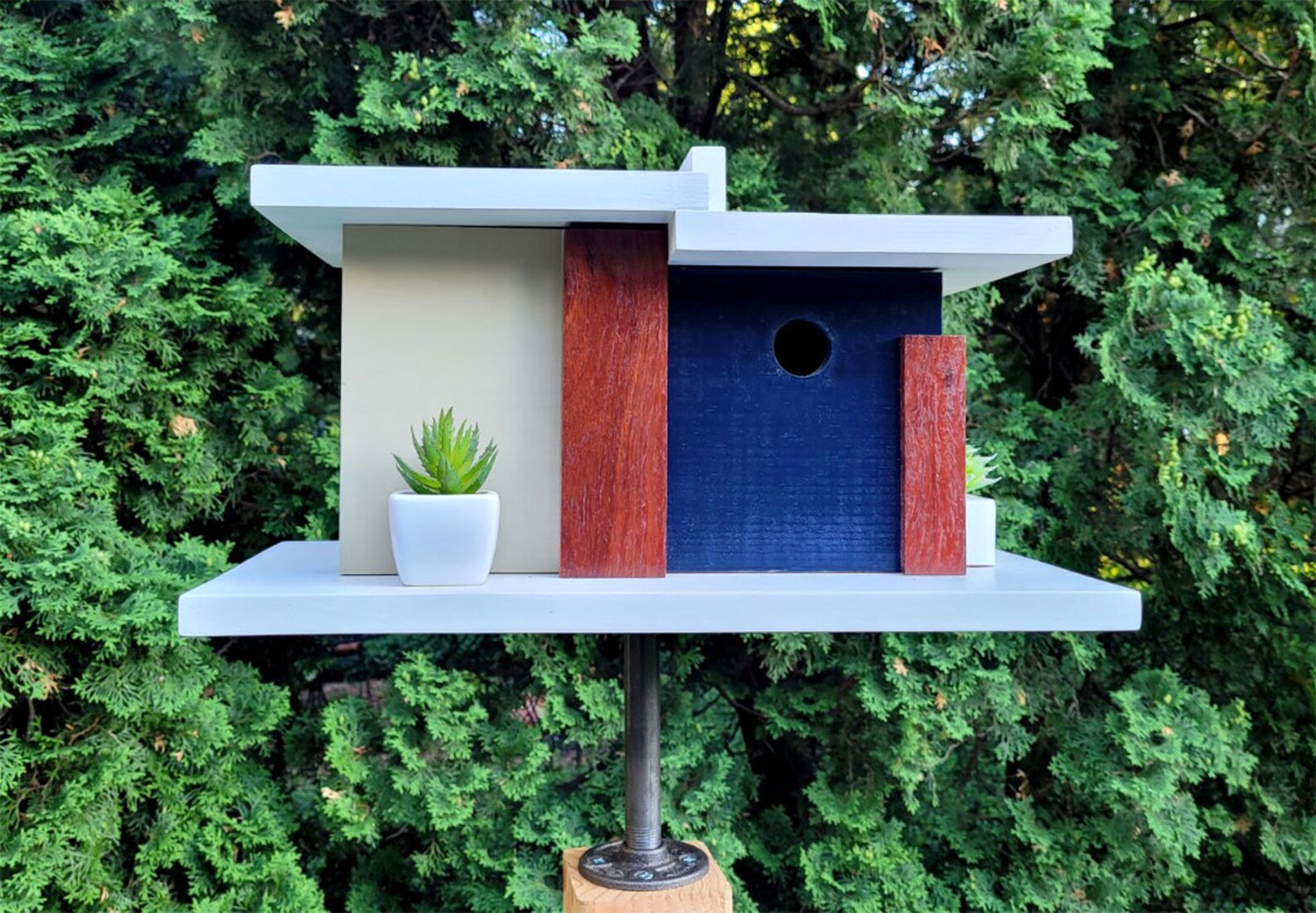 Moderno Birdhouse MCM Midcentury Duplex Bird House | Etsy