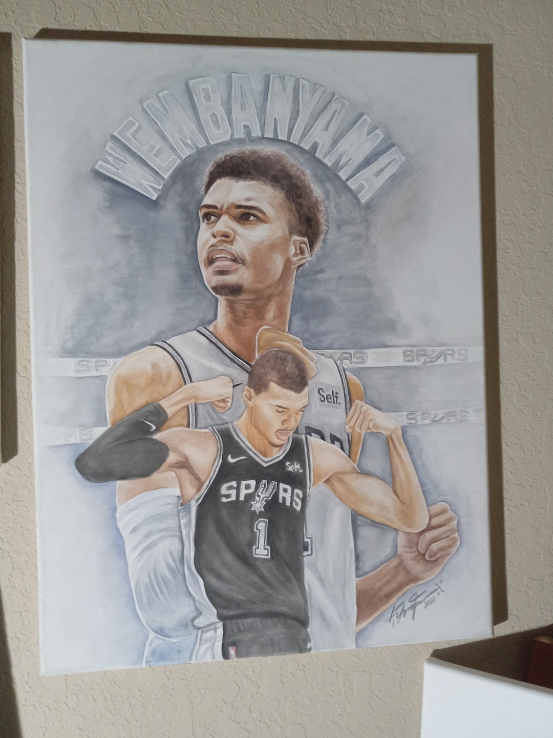 Victor Wembanyama 18x24 ORIGINAL Watercolor Painting by Anthony Douglas ...
