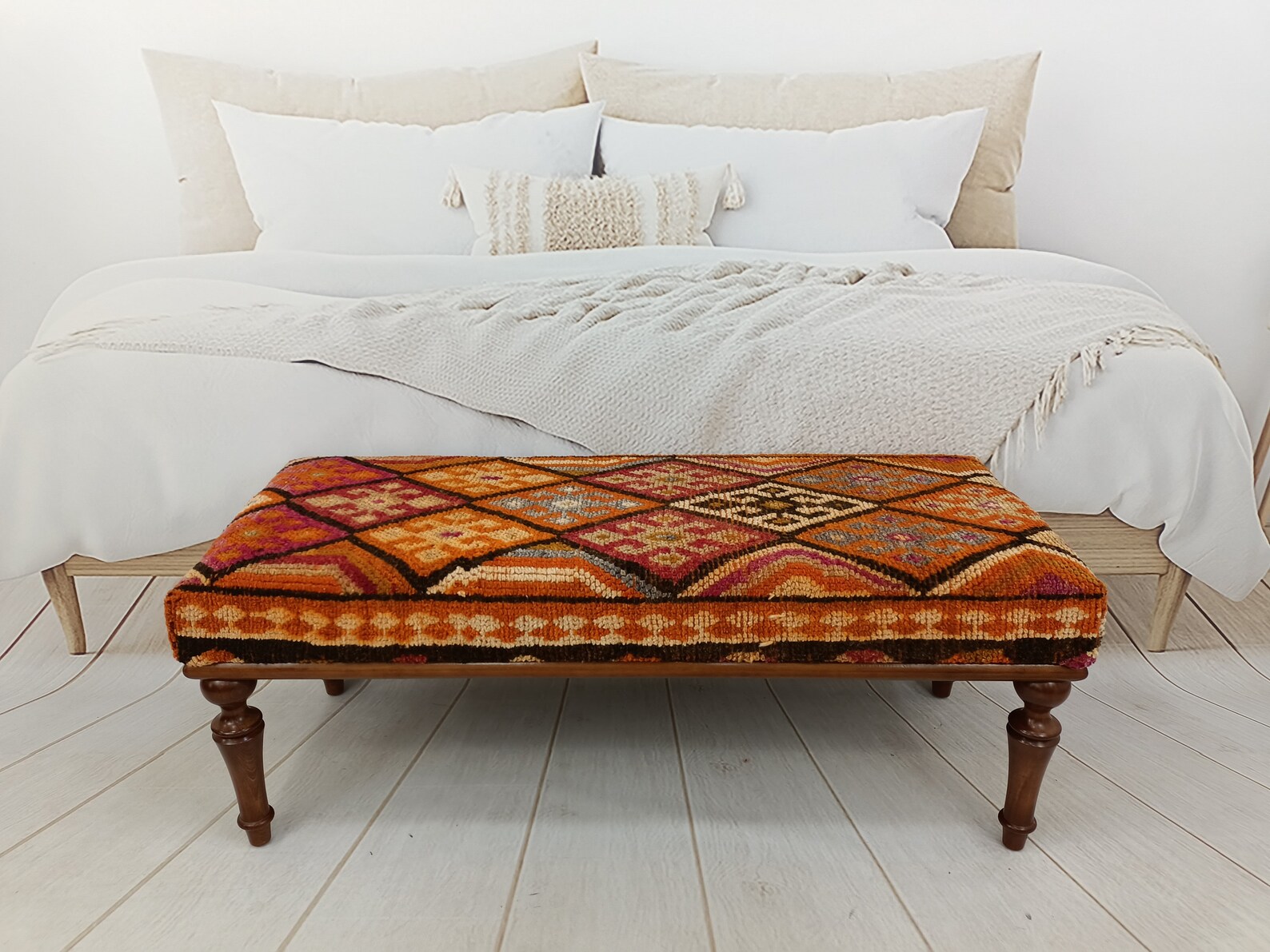 Upholstered Bench Turkish Bench Dining Bench Boho Coffee - Etsy