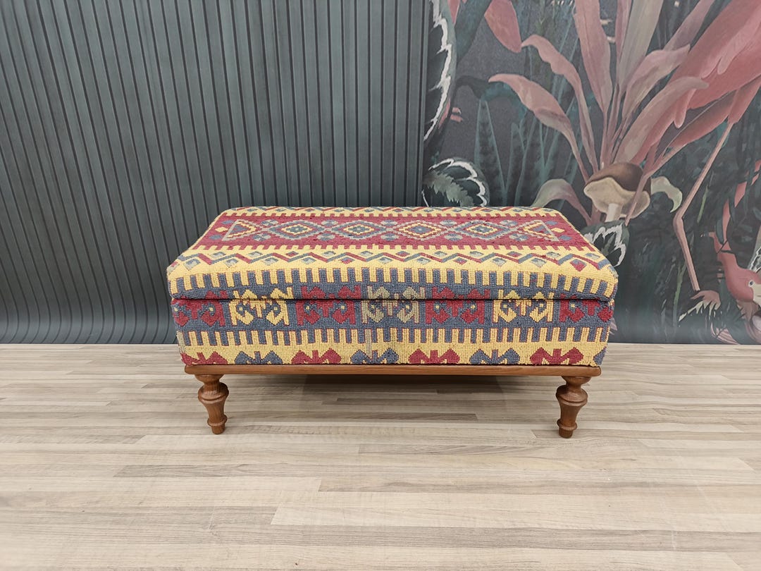 Blanket Chest Bench, Kilim Ottoman Bench, Entryway Bench, Storage ...