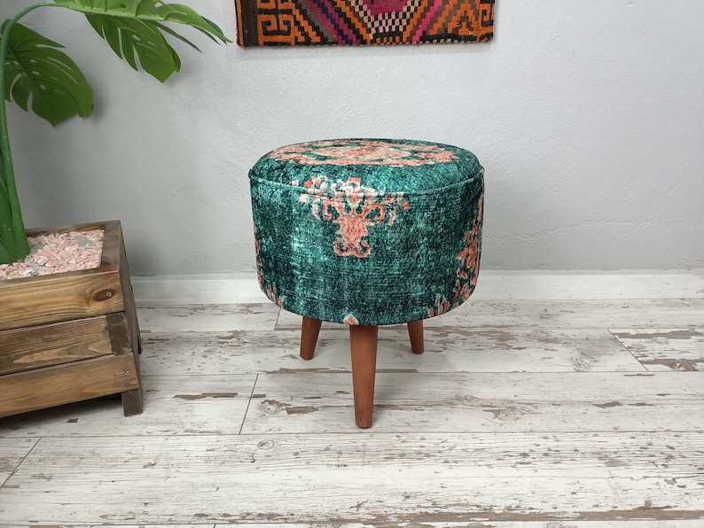 Footstool Ottoman Dressing Table Chair Tripod Chair Teal - Etsy