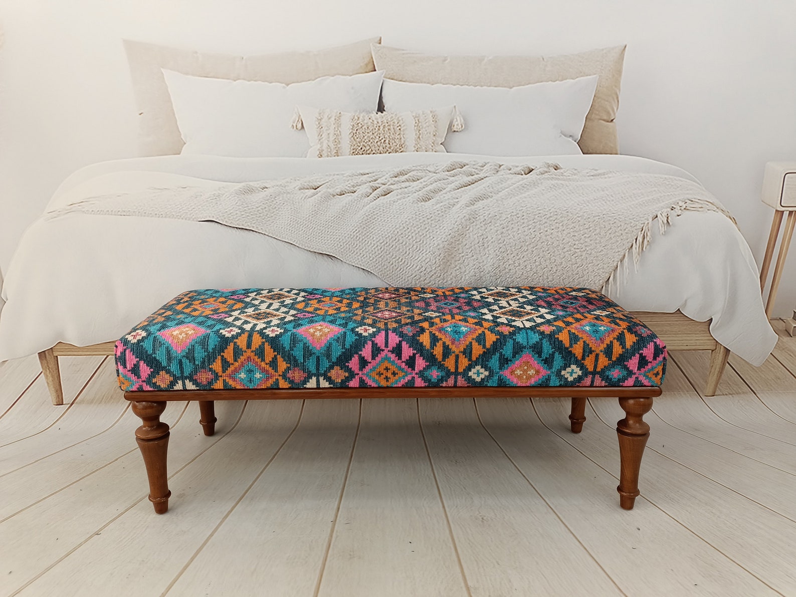 Footstool Ottoman Bedroom Bench Wooden Coffee Table Side - Etsy