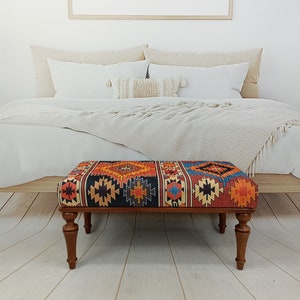 Footstool Bench, Aztec Bench, Farmhouse Decor, Entry Bench, Ottoman ...