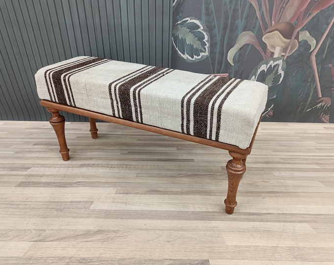 Dressing Table Bench, Kilim Covered Bench, Retro Bench, Striped Bench ...