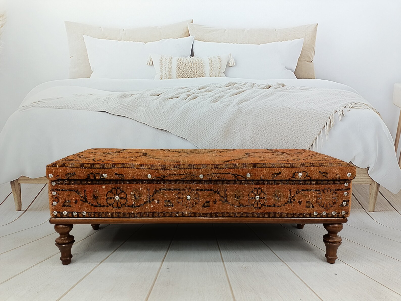 Orange Bench Handmade Ottoman Bedroom Bench Storage - Etsy