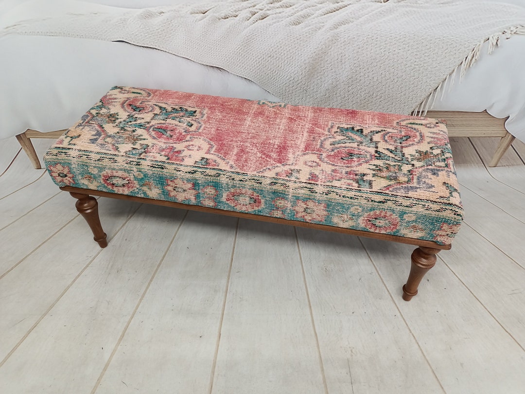 Dressing Table Bench, Covered Bench, Accent Bench, Turkish Rug Bench ...
