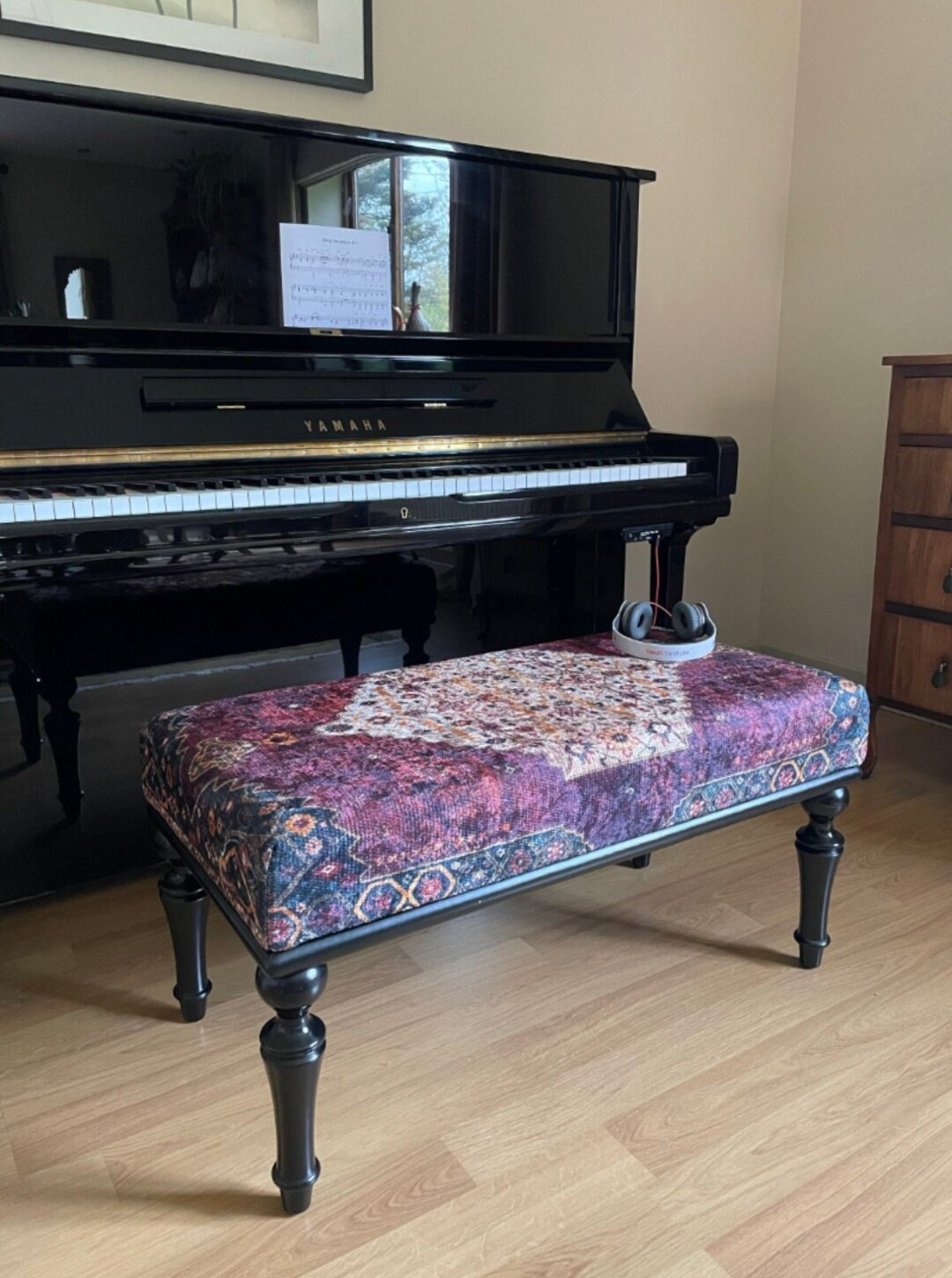 Upholstered Bench, Boho Ottoman, Footstool Bench, Wood Work Bench ...