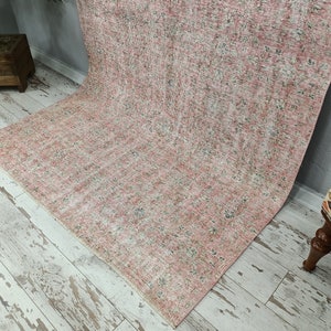 Muted Pink Rug, Faded Rug, Antique Rug, Turkish Rug, Distressed Rug ...