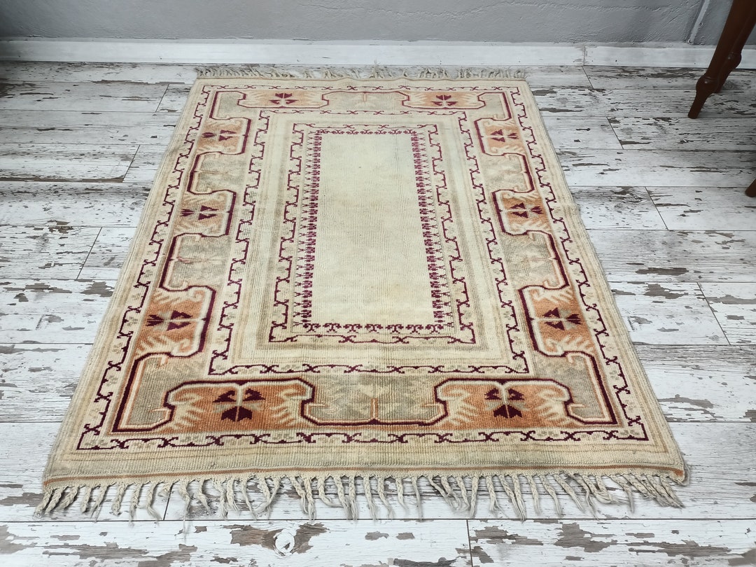 Cream Color Rug, Farmhouse Rug, Oushak Area Rug, Accent Rug, Living ...