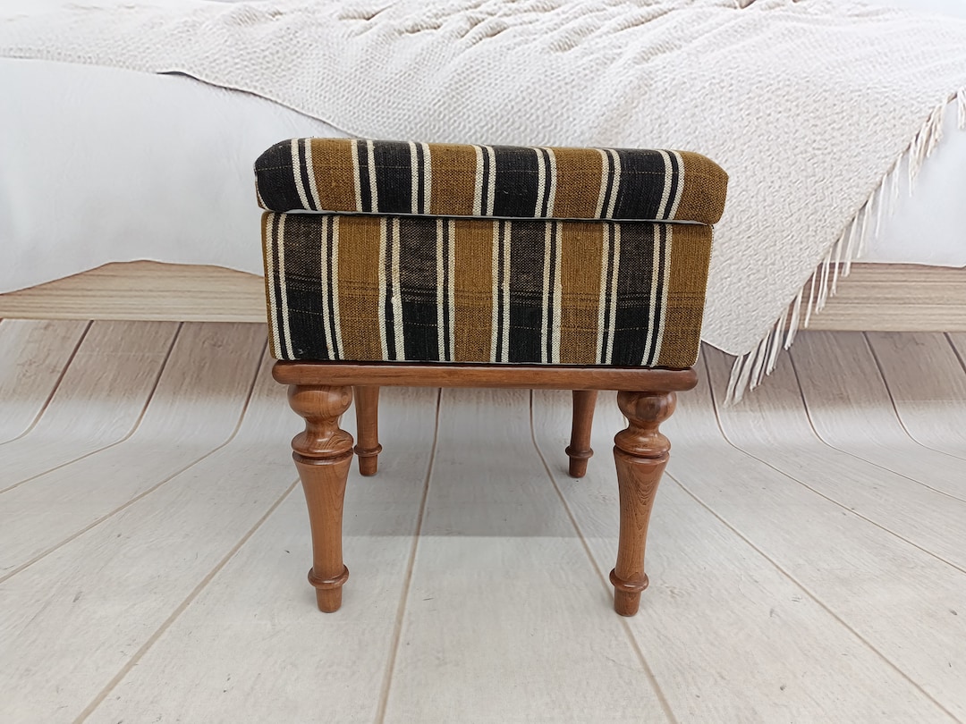 Upholstered Bench, Striped Bench, Storage Kilim Bench, Night Stand ...