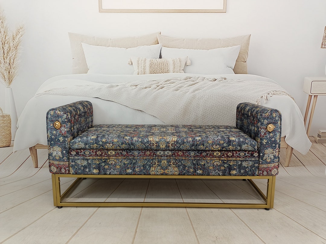 Bedroom Bench, Upholstered Sofa Couch, Blue Sofa, Storage Bench With ...