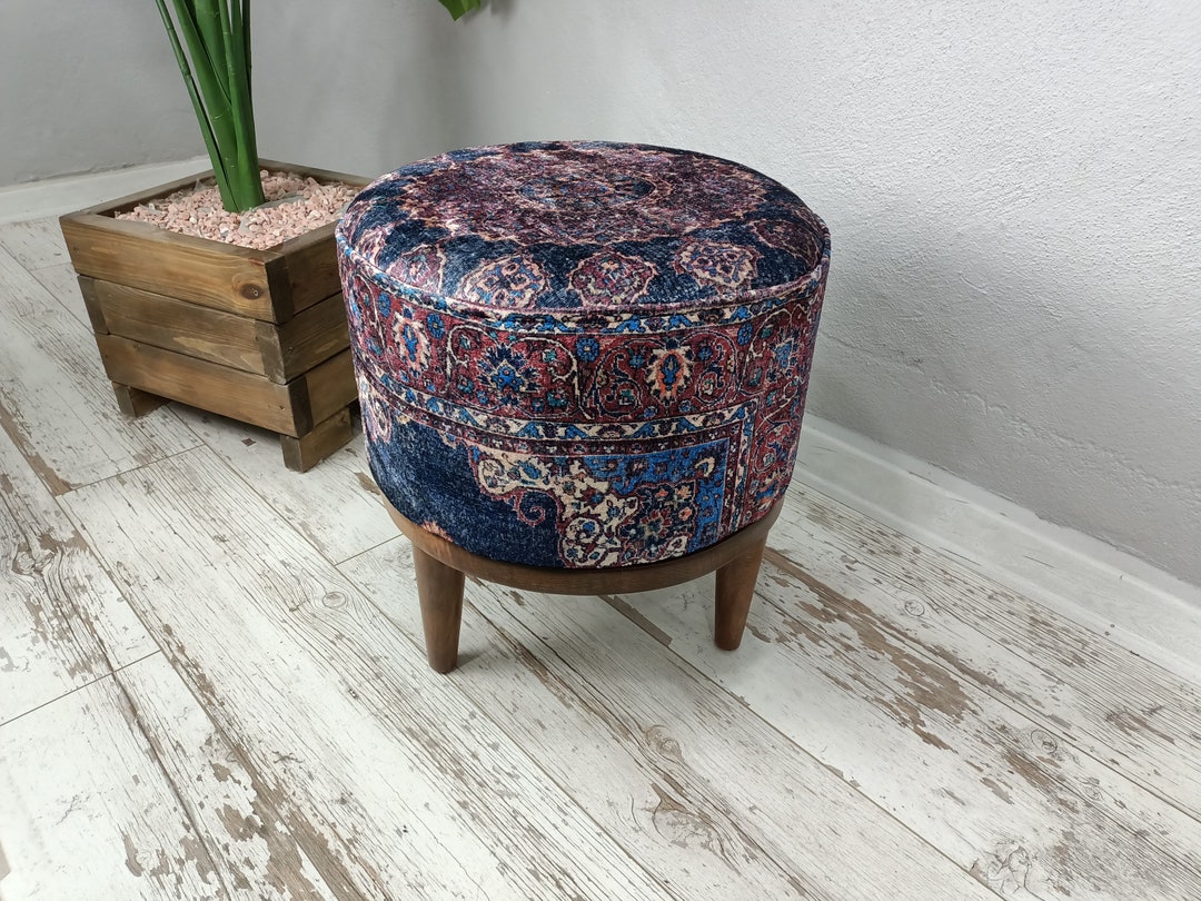 Round Footstool, Pouf Chair, Ottoman Bench, Porch Chair, Navy Stool ...