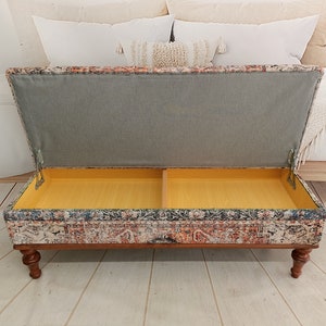 Storage Compartment Upholstered Bench Bohemian Furniture - Etsy