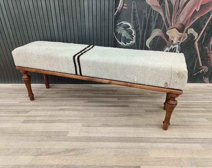 Entryway Bench, Telephone Bench, Woven Bench, Kilim Upholstered Bench ...
