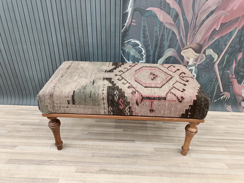 Upholstered Bench, Vintage Rug Bench, Hallway Bench, Meditation Bench ...