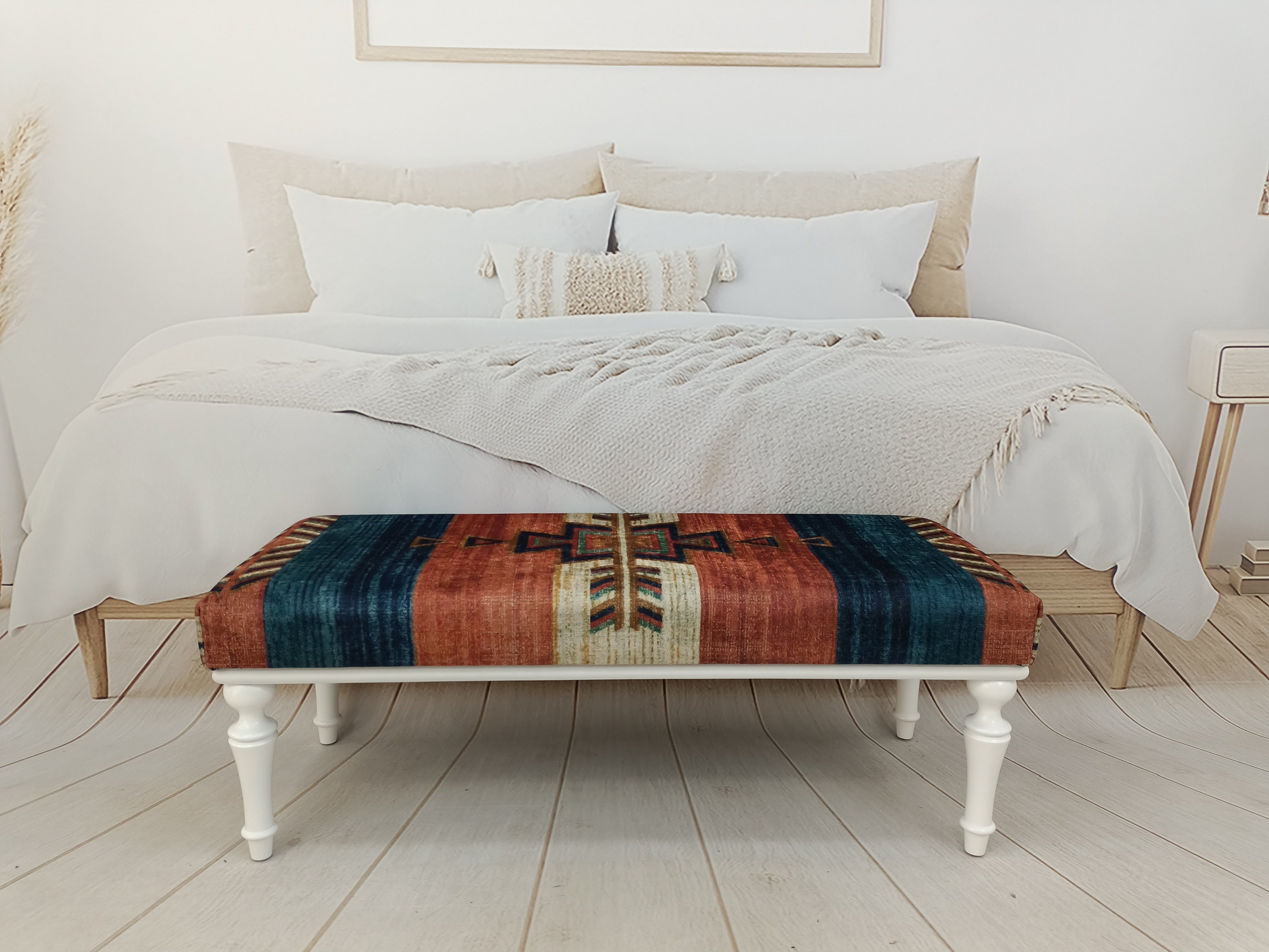 Footstool Bench Aztec Bench Farmhouse Decor Entry Bench - Etsy UK