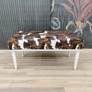 Cowhide Pattern Bench, Purse Bench, Blanket Bedroom Bench, Furry Bench ...