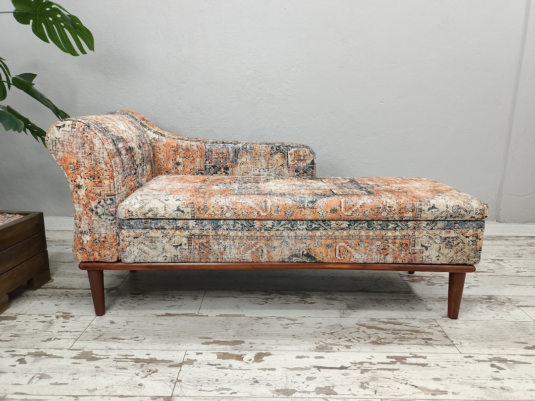Orange Chaise Lounge, Upholster Sofa , Wood Window Seat, Sofa Daybed ...