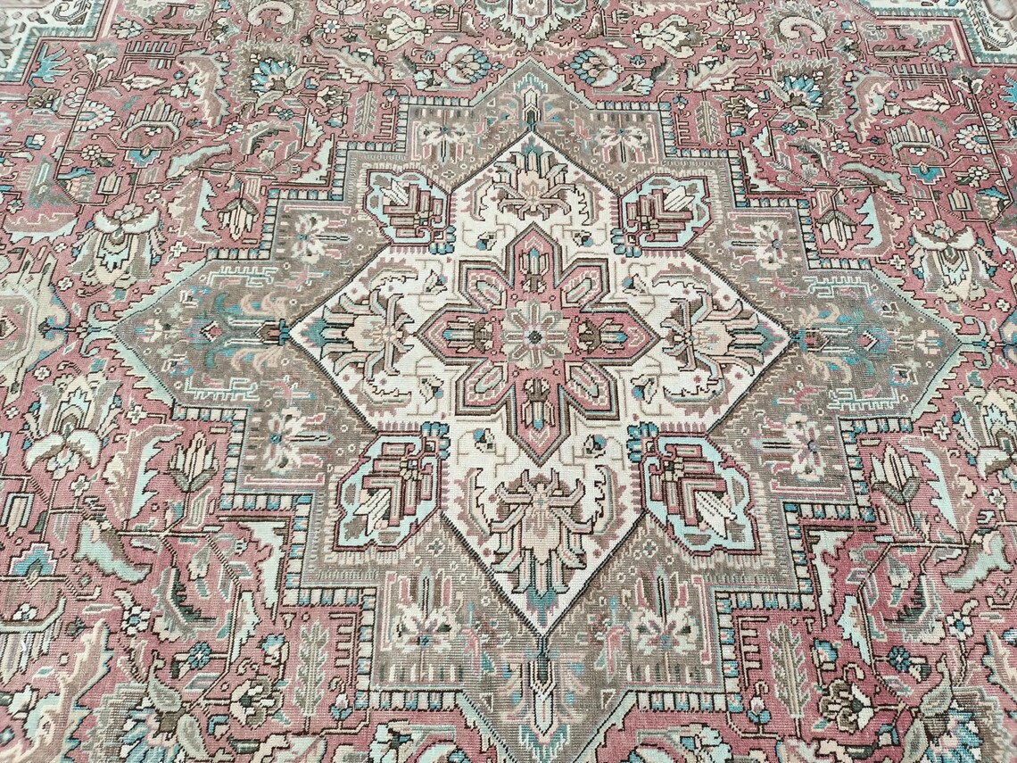 Pink Vintage Rug, Sustainable Area Rug, Traditional Rug, Oversize ...