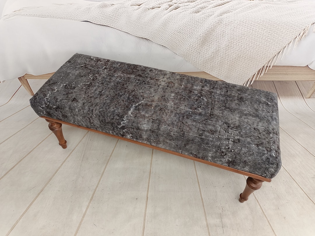 Upholstered Bench, Dressing Table Bench, Footstool Bench, Vintage Rug ...