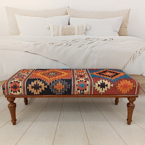 Footstool Bench Aztec Bench Farmhouse Decor Entry Bench - Etsy