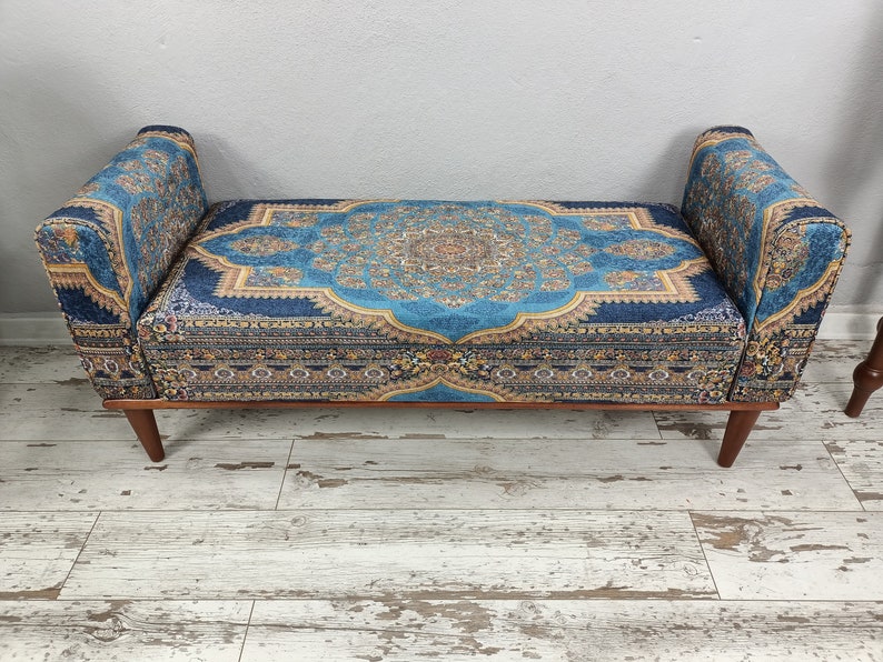 Bohemian Bench Storage Ottoman Upholstered Couch Armed - Etsy